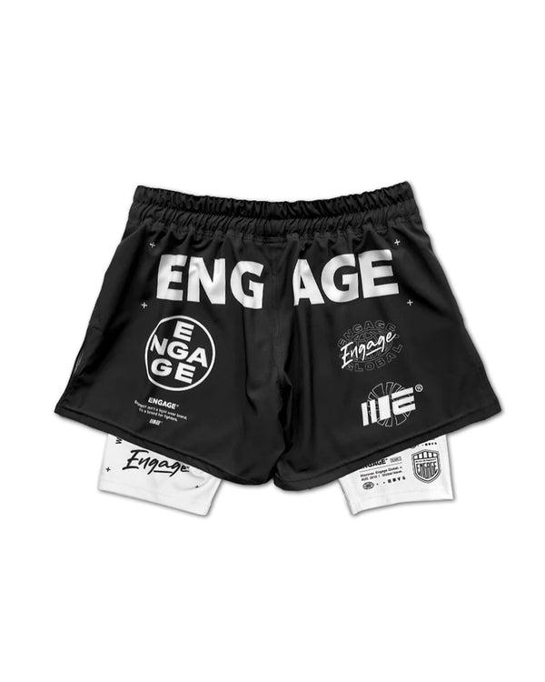 Engage Billboard 2 in 1 Fight Shorts - Black - Engage® NZ