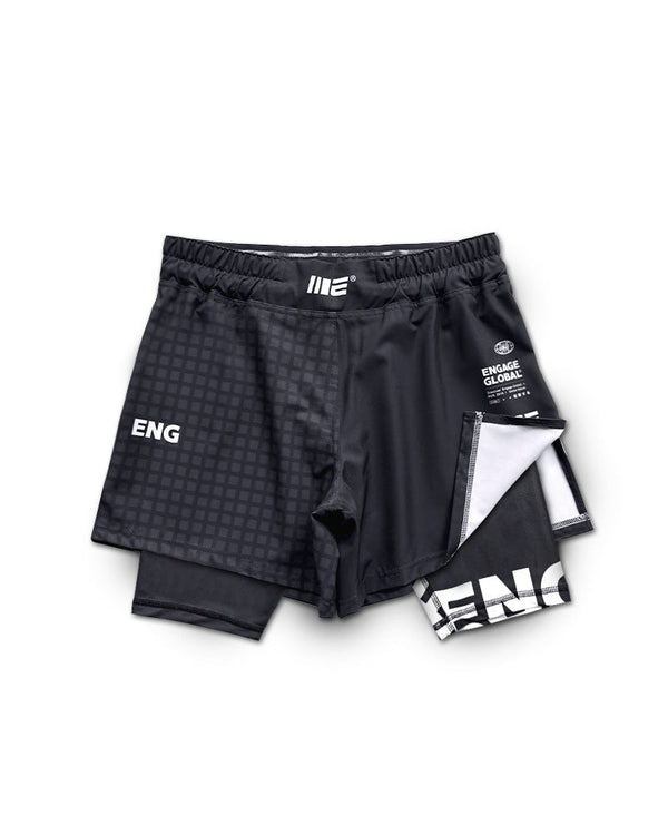 Grid Tech (Black) 2-in-1 Hybrid Shorts - Engage® NZ